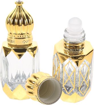 BESPORTBLE 2 Stück Glas Parfümflakons Transparent und Kariert mit Edelstahlkugel Nachfüllbare Reisezerstäuber Luftdicht Kompakt für Parfüm und Ätherische Öle zum