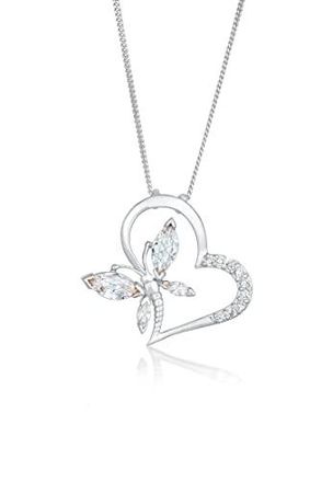 Elli Collier Femme Papillon Coeur avec Cristaux de Zircone en Argent Sterling 925