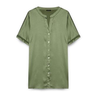 Fiorella Rubino Femme, Blouses et Chemises, Vert, Taille: 44 FR Chemise &agrave; Manches Courtes en Satin