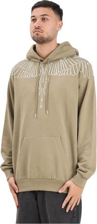 Marcelo Burlon Homme, Sweatshirts et sweats &agrave; capuche, Vert, Taille: L Wings Graphic Sweat &agrave; capuche