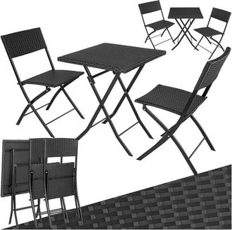TecTake Salon de Jardin Ext&eacute;rieur en Poly Rotin pour 2 Personnes - Ensemble Chaise et Table Pliables - Mobilier pour Amenagement Balcon Terrasse Veranda