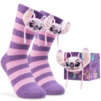 Disney Angel Kuschelsocken Damen Gr&ouml;&szlig;e 35-41 Warme Winter Stoppersocken Rutschfest Geschenke f&uuml;r Frauen & Teenager (Lila Angel)