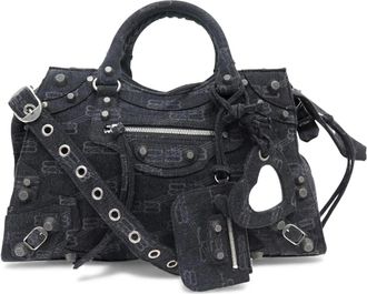 Balenciaga Crossbody Bags - NEUE BALENCIAGA NEO CAGOLE CITY BB MONOGRAM DENIM - Gr. unisize - in Schwarz - f&uuml;r Damen