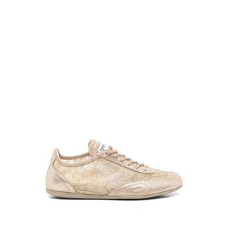 Jimmy Choo London Lace-panelled Metallic Sneakers