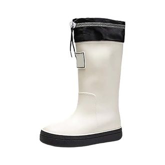 Generic Bottes en caoutchouc unisexes imperm&eacute;ables larges pour homme et femme - Bottes de pluie l&eacute;g&egrave;res - Longueur genou, blanc, 37 EU