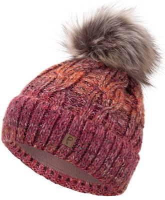 Faera Winterm&uuml;tze M&uuml;tze Damen gef&uuml;ttert mit Pailletten Bommelm&uuml;tze Fleecefutter Winter Strickm&uuml;tze Beanie-M&uuml;tze, Farbe:Rot