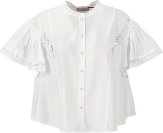 Twinset Femme, Blouses et Chemises, Blanc, Taille: 38 FR Chemise avec empi&egrave;cements en dentelle