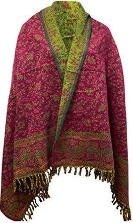 Tibet &Eacute;charpe dhiver douce et chaude en laine faite &agrave; la main - &Eacute;charpe d&eacute;corative surdimensionn&eacute;e - En pure laine de yak, rose, taille unique