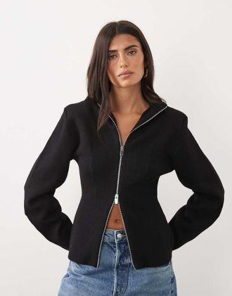 Gina Tricot Gina Tricot gilet en maille fa&ccedil;onn&eacute;e en laine noir