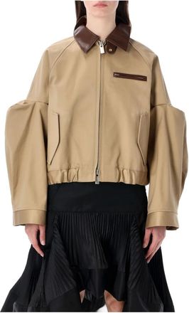 sacai Femme, Vestes, Beige, Taille: 42 FR Bomber Chino