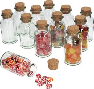 MamboCat Gläserset Bonbonglas Rundglas im 12er Set 300ml I runde Vorratsgläser mit rundem Flaschenhals und Korkverschluss I Aufbewahrungsgläser-Set für Bonbons