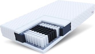 FDM Treviso 4KIDS Taschenfederkernmatratze 80 x 160 cm 7-Zonen Kindermatratze Härtegrad H3 (Mittelhart) 14 cm Höhe Polyurethanschaum Zweiseitig Bezug Abne