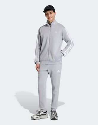 adidas 3-Streifen-Fleece-Trainingsanzug in Halo Silver-Silber