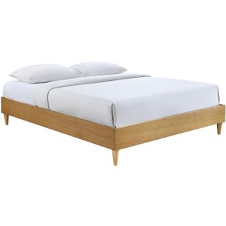 Miliboo Bett f&uuml;r Erwachsene 160 x 200 cm mit Bettkasten aus hellem Holzfurnier ayo