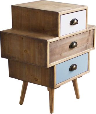 Milani Home Holzkiste mit 3 farbigen Schubladen 50x35xh49,5 cm Vittoria