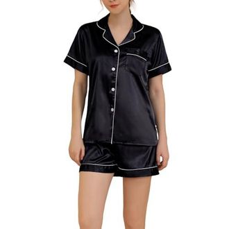 Generic Ensemble de pyjama pour femme, vêtements de nuit à manches courtes doux boutonnés, ensemble de pyjama post-partum, ensemble de salon de maternité, Noi