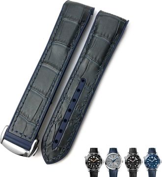 Generic 21 mm 22 mm Gummi-Lederarmband 19 mm 20 mm für Omega 300 AT150 HydroConquest Sportarmband