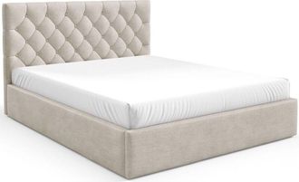 Selsey Aurevia - Polsterbett 140x200 mit Bettkasten und Samtbezug, hellbeige - Selsey