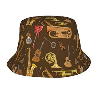 Generic Personnalisé Chapeau de Pêcheur Modèle dinstrument de Musique Trompette Chapeaux de Soleil de Plage Mode Bobs Homme pour Plage Outdoor Filles