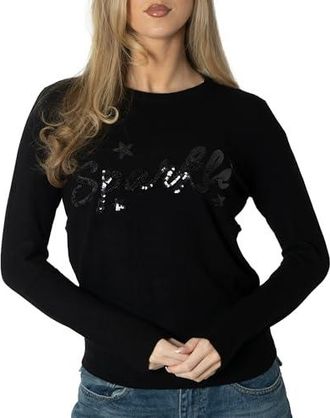 Noroze Pull de No&euml;l pour Femme - Slogan &laquo; &Eacute;clat &raquo; &agrave; Paillettes et noeud Papillon, Pull-Over Festif en Maille Douce, Chandail de No&euml;l Original pour Femme (Roy