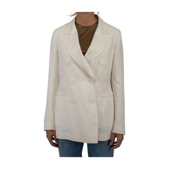 Aspesi Cremefarbene- doppelreihige Jacke aus Baumwollleinen - - Jackets - Damen - Beige - L