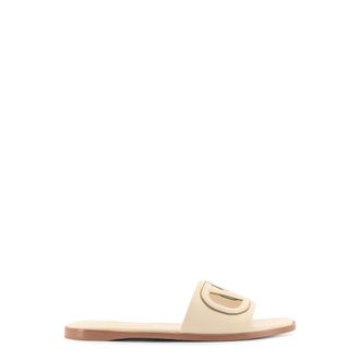 Valentino Garavani Femme, Chaussures, Jaune, Taille: 39 1/2 EU Sandales Jaunes en Cuir Patch Logo