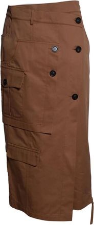 Erika Cavallini Semi Couture Femme, Jupes, Brun, Taille: 40 FR Asymmetric Wrap Midi Skirt