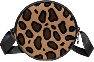 Generic Sac &agrave; bandouli&egrave;re Circle pour femme, imprim&eacute; l&eacute;opard color&eacute;, petit sac &agrave; bandouli&egrave;re avec fermeture &eacute;clair, bretelles r&eacute;glables, sac &agrave; main rond d&eacute;con