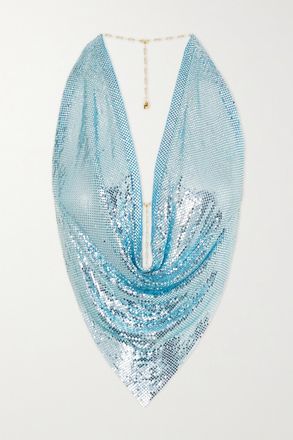 Rosantica Mermaid R&uuml;ckenfreies Neckholder-oberteil Aus Metall-mesh - Blau