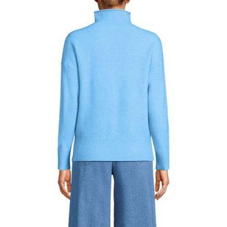 Lands End Soft Touch Stehkragenpullover mit &Auml;rmelkn&ouml;pfen, Damen, Gr&ouml;&szlig;e:32-34 regular, Blau, Polyacryl/Woll-Mischung/Nylon-Mischung, by Lands End