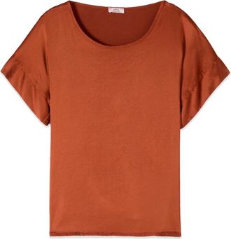 Oltre Femme, Blouses et Chemises, Brun, Taille: 44 FR Viscose Satin Blouse
