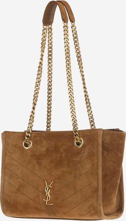 Saint Laurent Womens Shoulder Bag Le 5 &Agrave; 7 Soft Hobo Orange Suede Orange-Caramel-Cognac Orange/caramel/cognac