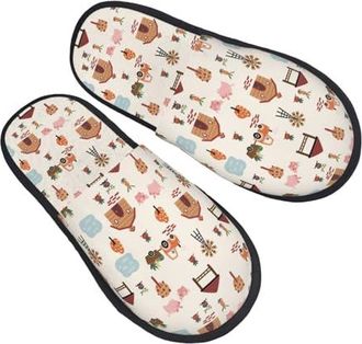 Generic Unisex Pantoufles &agrave; Hiver Carte du village de dessin anim&eacute; Chausson Maison Respirant Chaussons dint&eacute;rieur pour Maison Adulte Ext&eacute;rieur M