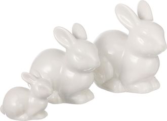 BESPORTBLE 3stücke Keramik Kaninchen Ornament Miniatur Handwerk Hase Dekoration Landschaft Garten Moosgarten Sukkulenten Mikro Deko Requisiten Tierfigur