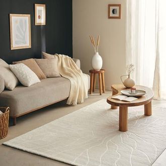 Nazar Rugs Tapis Salon, Tapis Multicolore, Tapis Rectangulaire, Tapis Motif G&eacute;om&eacute;trique, Tapis Doux Chambre, Tapis Cr&egrave;me, Grand Tapis, Chambre et Couloir (566 Cr