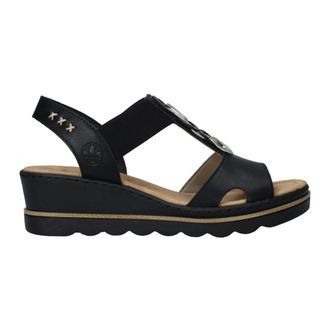 Rieker Femme, Chaussures, Noir, Taille: 40 EU Sandale compens&eacute;e &eacute;l&eacute;gante
