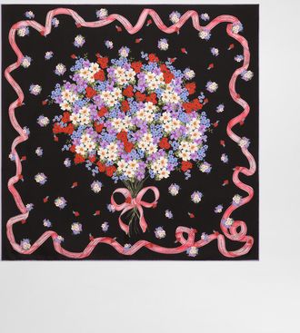 Dolce & Gabbana Tuch 70 X 70 Aus Seidentwill Mit Bl&uuml;mchen-print - Frau Schals Und T&uuml;cher Mehrfarbig Onesize