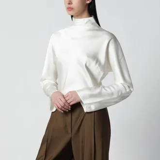 R&oacute;he Cream satin blouse