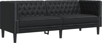 vidaXL Vidaxl - Canap&eacute; &agrave; 3 places Chesterfield noir similicuir
