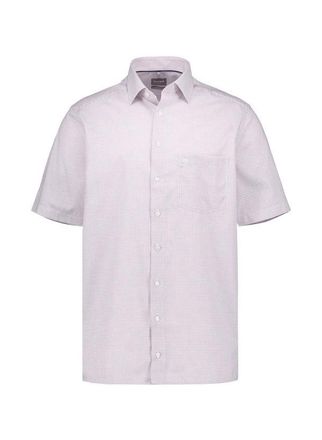 Olymp Herren Kurzarmhemd rosa gemustert