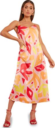 Chi Chi London Damen Midikleid mit Trägern und Blumenmuster, Mehrfarbig Kleid für besondere Anlässe, Multi, 42