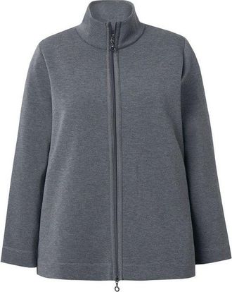 Ulla Popken Sweatjacke Sweatjacke Stehkragen 2-Wege-Zipper Glitzerband