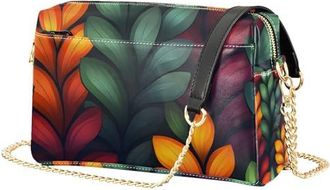 Mnsruu Sacs à bandoulière en cuir pour femme, motif feuilles et carreaux G