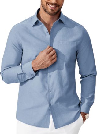 Coofandy Herrenhemd Langarm Graublau XL
