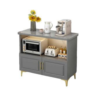 Generic Kleines Sideboard mit erh&ouml;hten F&uuml;&szlig;en for einfache Reinigung, Aufbewahrungsschrank aus Spanplatte und Massivholz, geeignet for Esszimmer, Wohnzimmer od