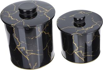 Cabilock 2 Stück Lidded Tinplate Candy Box Schwarzer Marmor Dekorative Süßigkeiten Aufbewahrungsdose Geschenkbox für Dessert Snacks und Party