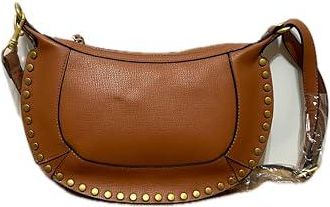 Generico MINNI MOON Sac bandoulière pour femme, couleurs noir, camel, beige ou écru, 23 x 30 x 9 cm, design avec clous dorés, fermeture éclair, usage quotidien