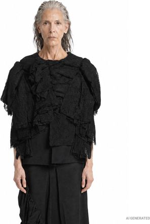 Comme Des Gar&ccedil;ons Coated Lace Long Sleeve Top