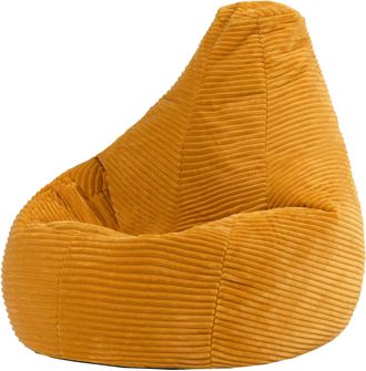 Icon Brand Dalton Sitzsack Kinder, Gelb, Flauschiger Cord Stoff, Sitzsack Cord mit F&uuml;llung, Bequemer Kinder Gaming Sessel, Kuschelsessel, Lese Sessel, Schlafzimm