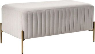 Beliani Banc en Velours avec Pieds M&eacute;talliques Dor&eacute;s Glamour Rectangulaire Blanc Cass&eacute; Utah